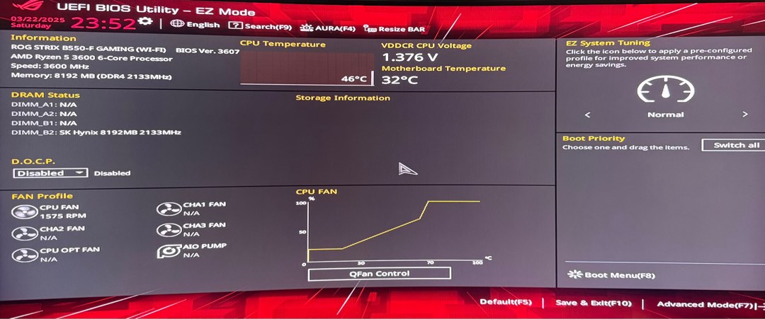 Asus ROG B550-F + AMD 3600 with stock cooler + Kingston fury beast 16gb ram + Silverstone ET650 ...