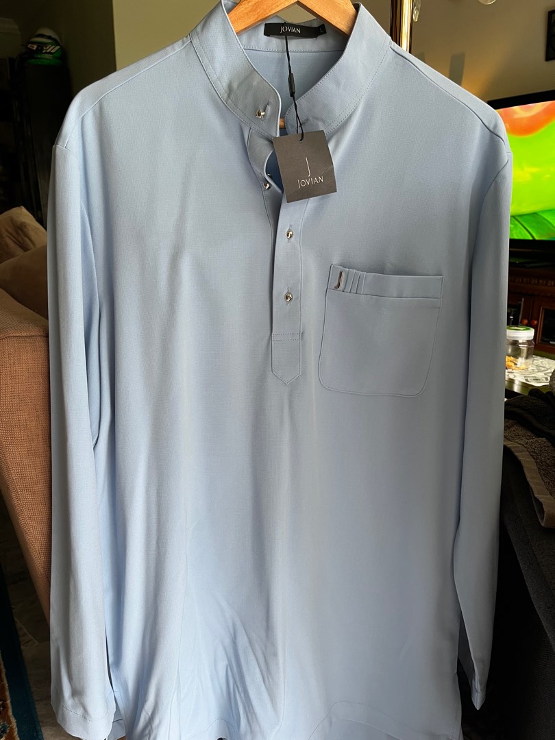 Baju Melayu Jovian Powder blue (new), Men's Fashion, Muslim Wear, Baju ...