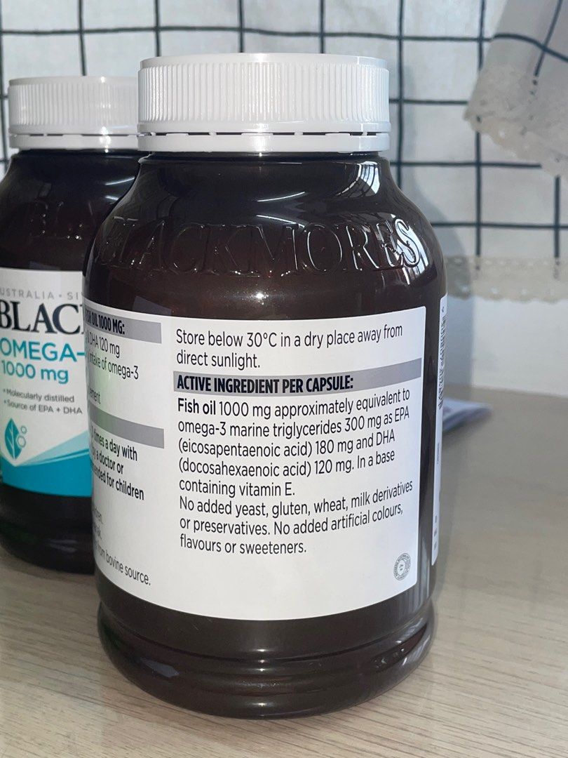 Blackmores Omega-3 Fish Oil 1000mg Tub 400s, Health & Nutrition, Health ...