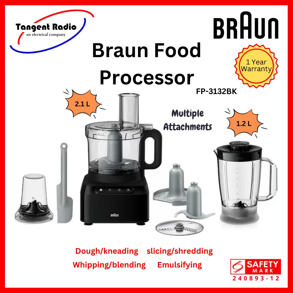 Braun Food Processor Large Jar Multiple Attachments FP-3132BK AEQ, TV ...