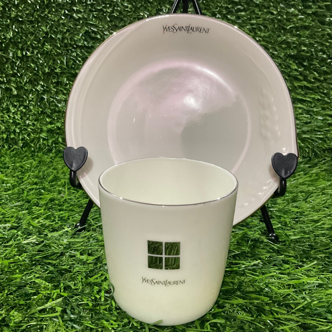 C81 YSL Yves Saint Laurent Yamaka White Porcelain Espresso Mug Tea Cup ...