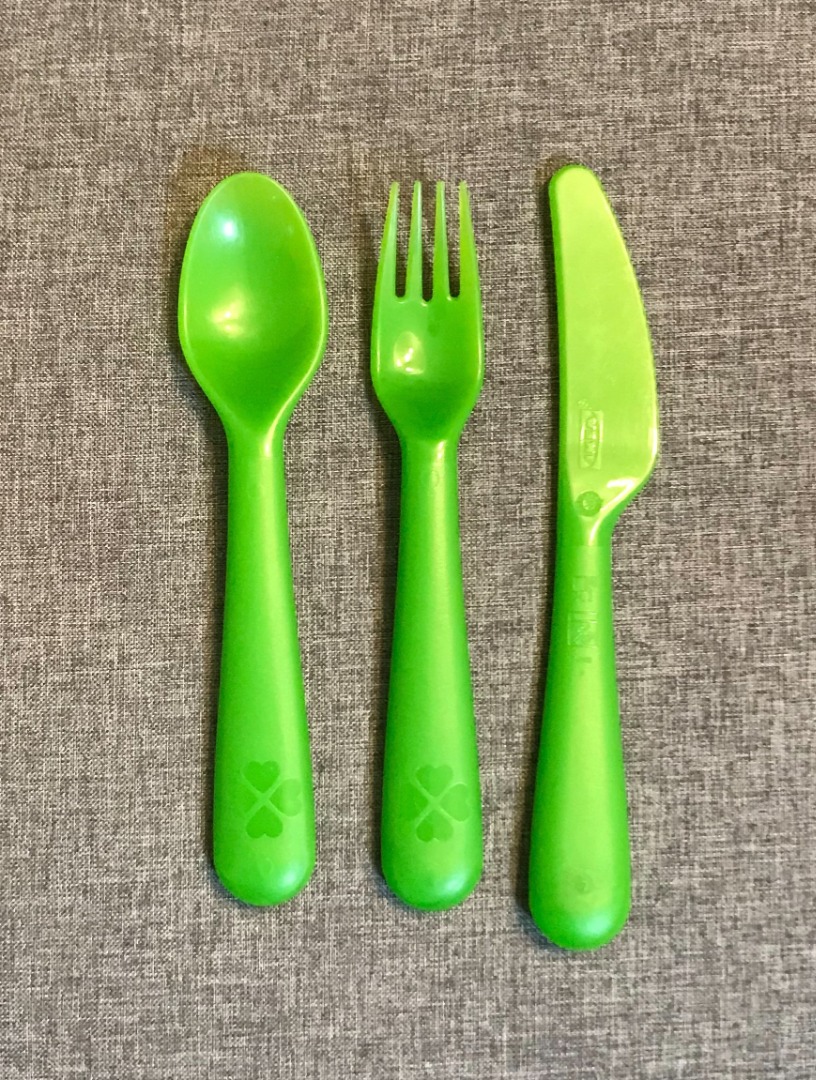 Green IKEA Spoon, Fork and Knife Set, Babies & Kids, Nursing & Feeding ...