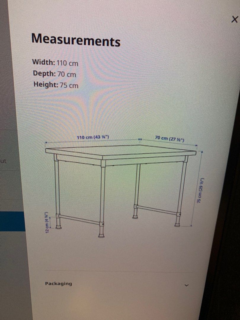RARE Ikea Kullaberg Study Table with Minimal Knots, Furniture & Home ...