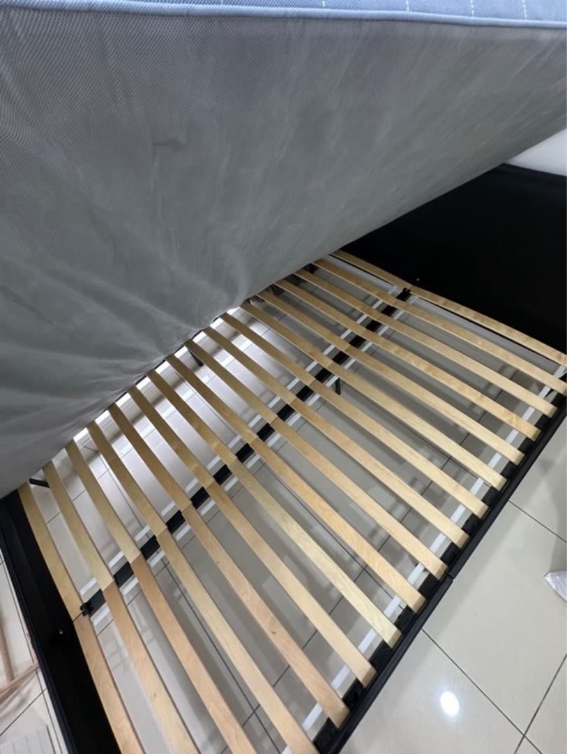 IKEA slattum bed frame queen size 150cmx200cm, Furniture & Home Living, Furniture, Bed Frames ...