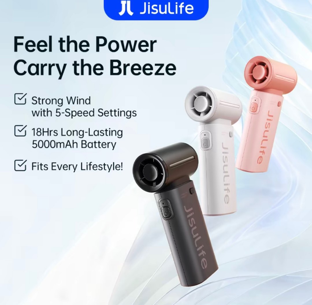 Jisulife Life 9 Handheld Fan (3600mAh), TV & Home Appliances, Portable ...