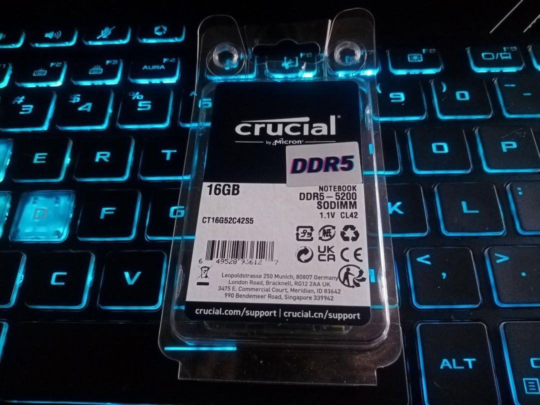 LAPTOP RAM STICKS 1pc. 16gb DDR5 5200mhz RAM SODIMM Crucial Brand and ...