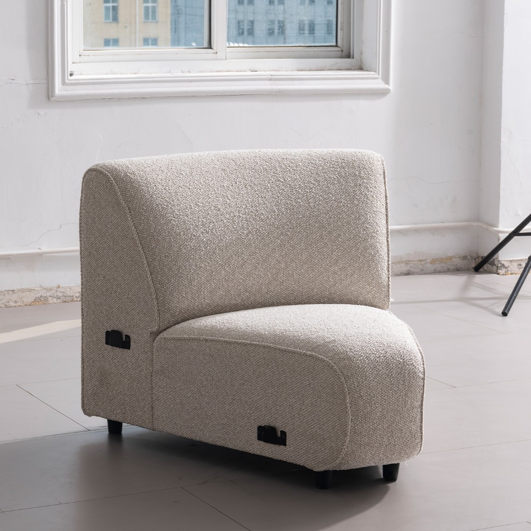Minimalist Boucle Fabric Modular Joint Connection 1 Seater Sofa COLLE ...