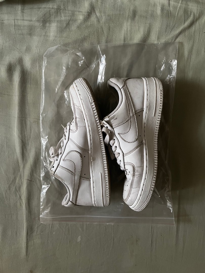Nike AF1 Air Force 1 white vintage shoes, Fesyen Wanita, Sepatu di ...