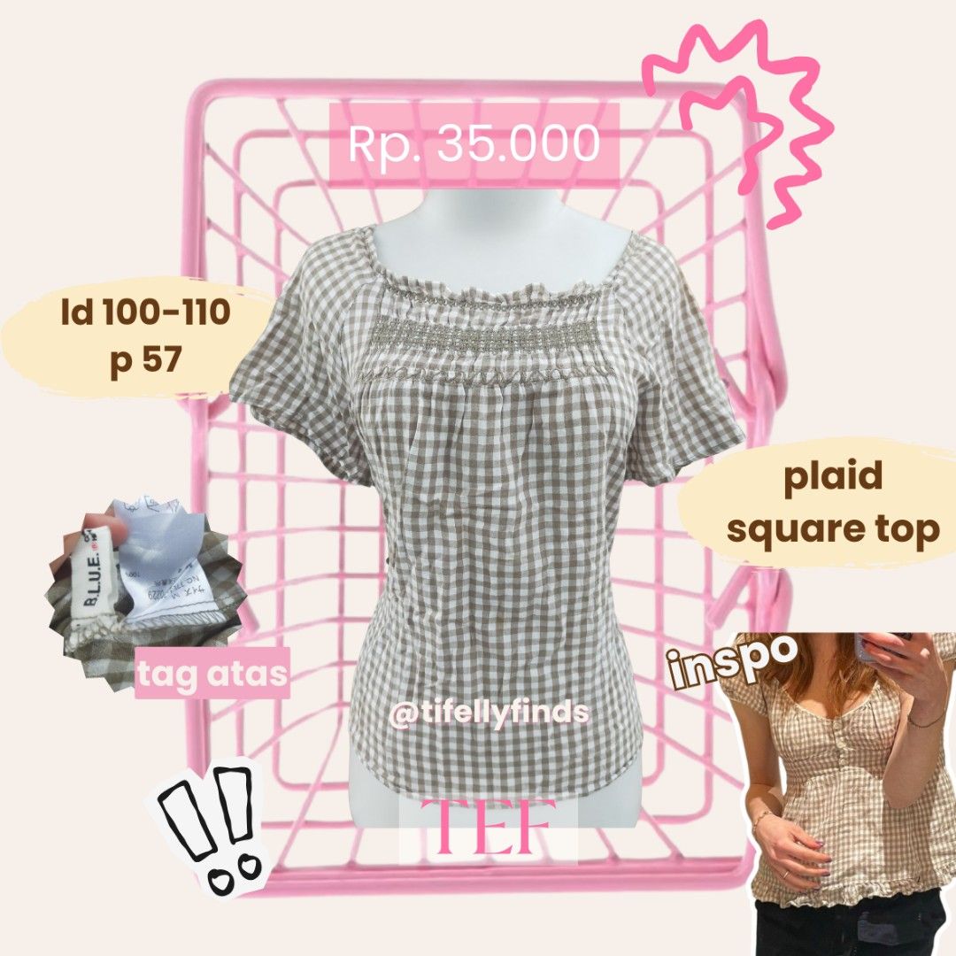 plaid brown blouse coquette vintage cutecore cottagecore morikei y2k ...