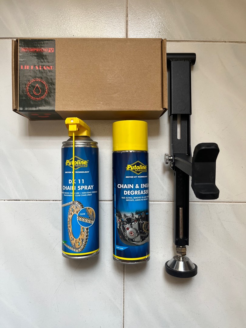 Putoline 鏈條清潔劑 鏈油 起車架 Chain degreaser, spray and lift stand, 電單車買賣 ...