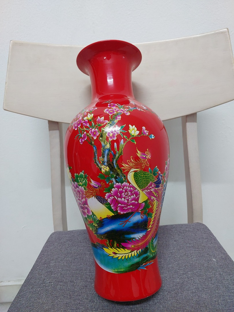 Red Colour Vasa - 38cm height, 11.5cm diameter, Furniture & Home Living ...