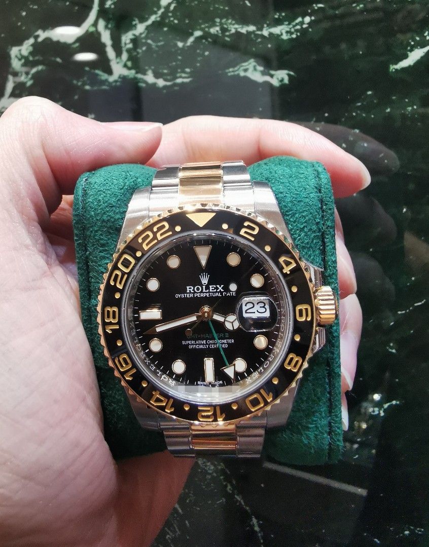 Rolex Gmt master 2 half gold black dial ceramic 116713ln, Luxury ...