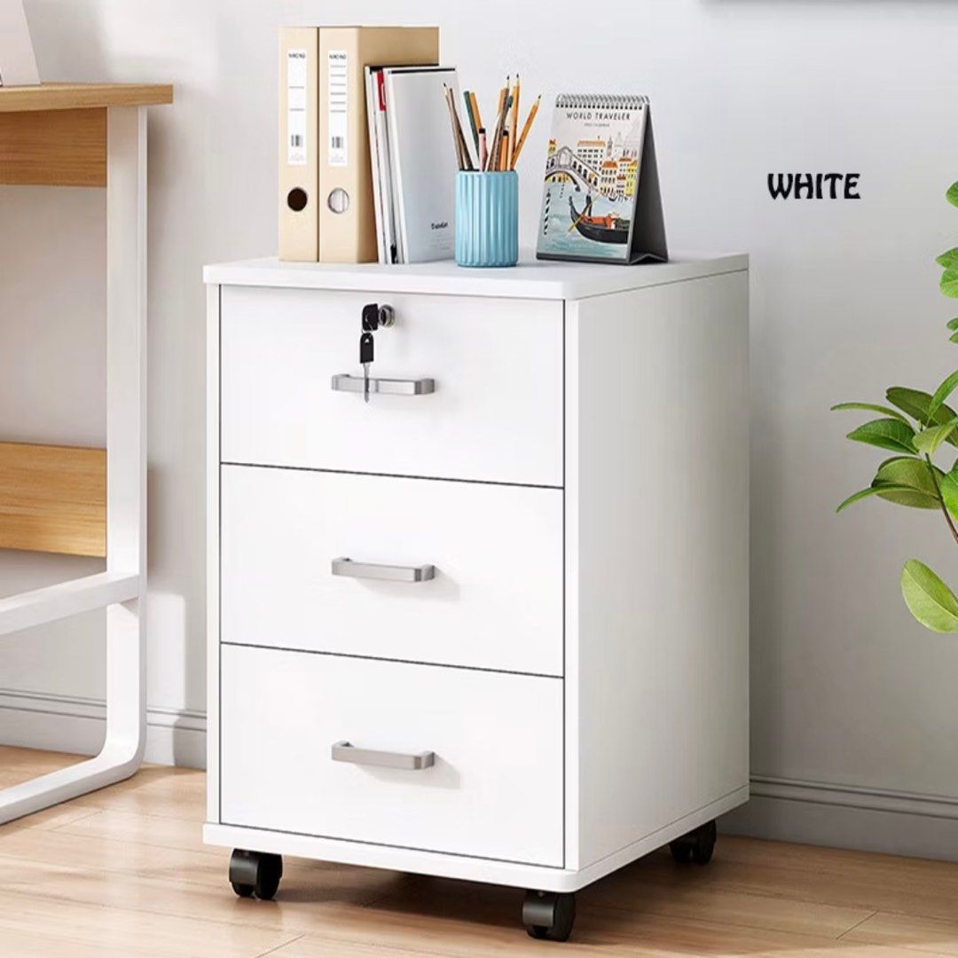 Rolling File Storage Cabinet | Three Drawer Office Filing Cabinet ...