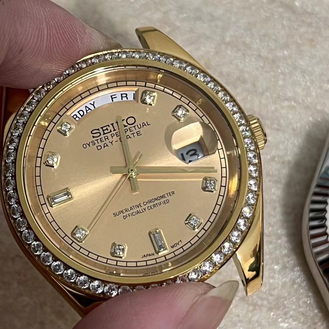 Seiko mod gold datejust custom, Women's Fashion, Watches & Accessories ...