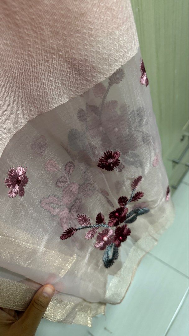 Selendang selempang raya baju raya 2025 soft pink new fashion modest ...