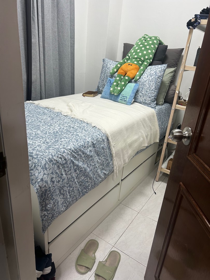 SLAKT bed with storage, Furniture & Home Living, Furniture, Bed Frames ...