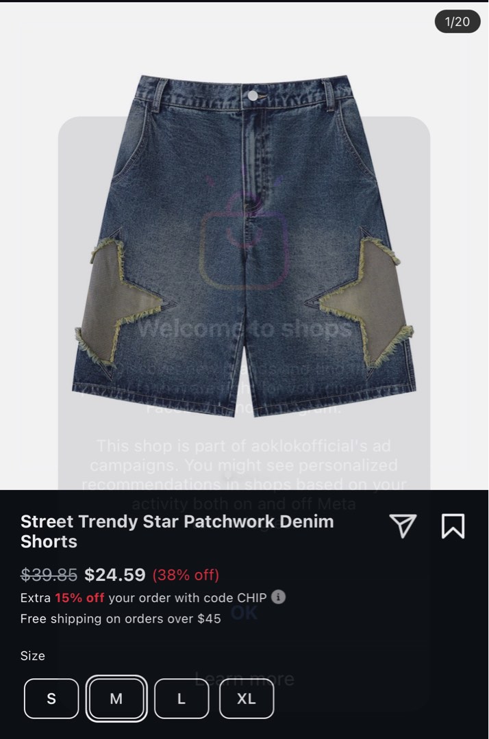 Star Patchwork Denim Jorts (Aoklok), Women's Fashion, Bottoms, Shorts ...