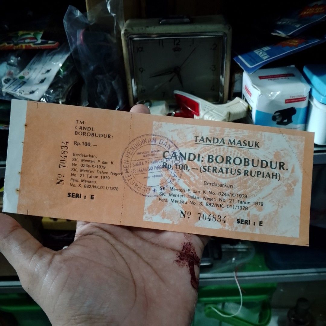 TIKET TANDA MASUK CANDI BOROBUDUR TAHUN 1979 jadul lama kuno, Antik ...