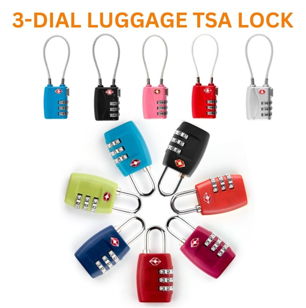 TSA Luggage Lock 3 Digit Combination Cable Padlock For Travel Suitcase ...