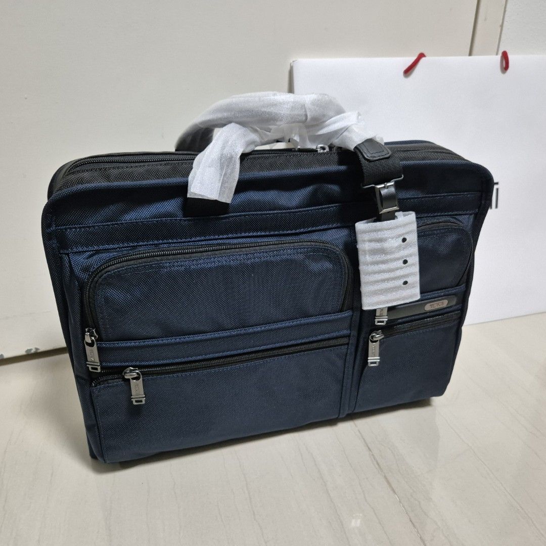 Tumi Compact Large Screen Laptop Brief in Navy Blue, Luxury, Bags ...