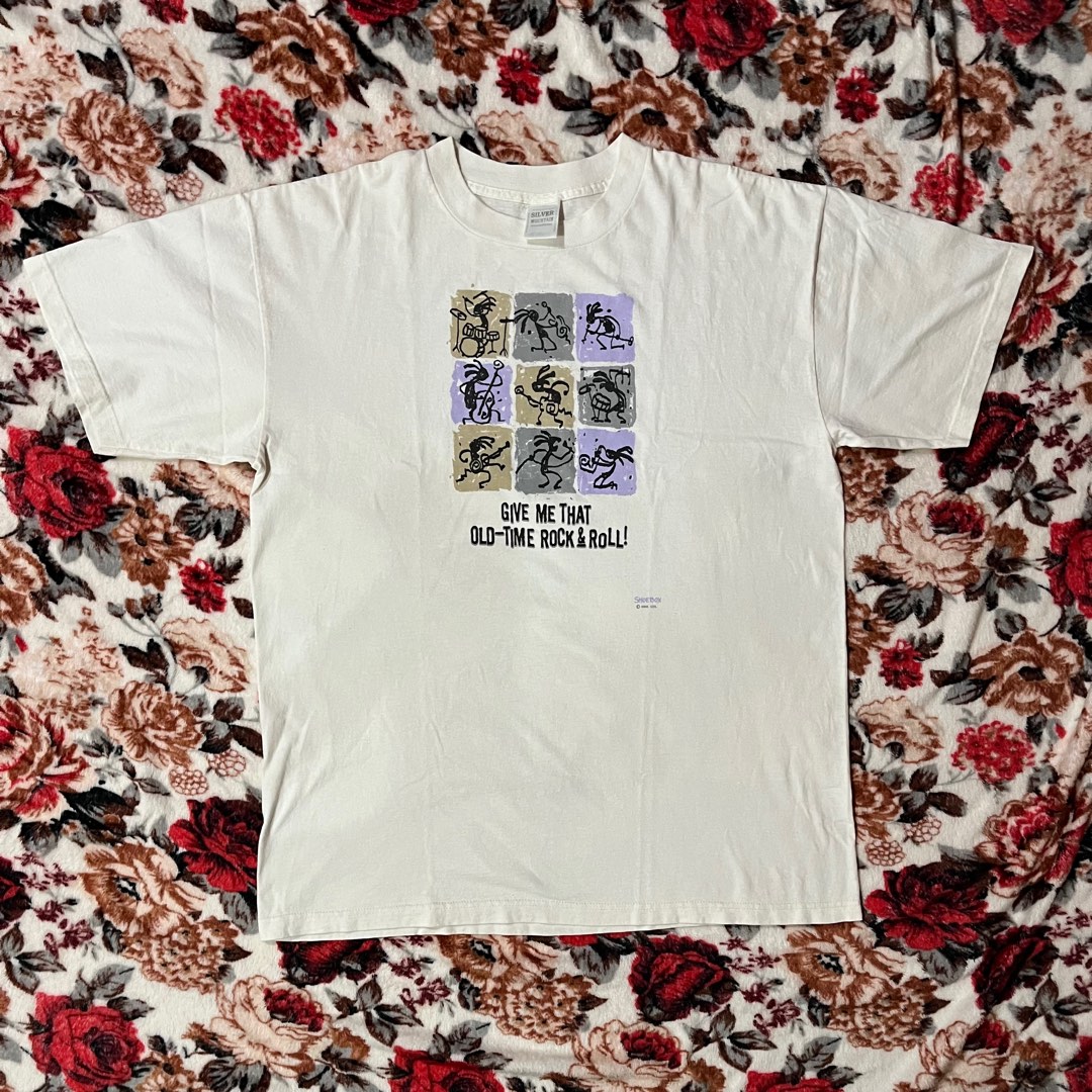 Vintage white tee (rock &roll), Men's Fashion, Tops & Sets, Tshirts ...
