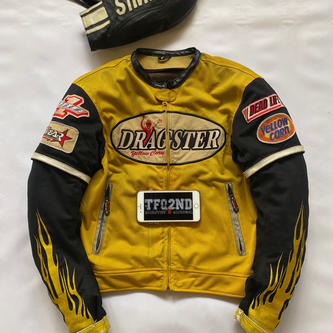 Yellow corn Drag Jacket Size Large bahan mesh simpson racing kushitani ...