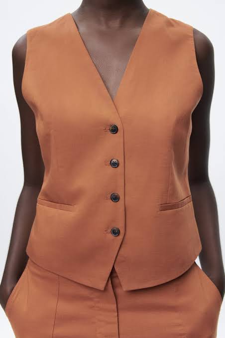 Zara Rust Waistcoat, Women's Fashion, Tops, Others Tops on Carousell