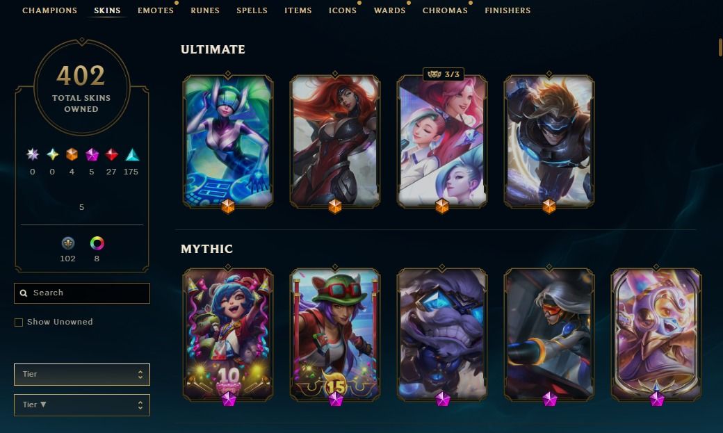 4 ulti w Neo Pax Sivir n King Rammus 402 skins Stacked League of ...