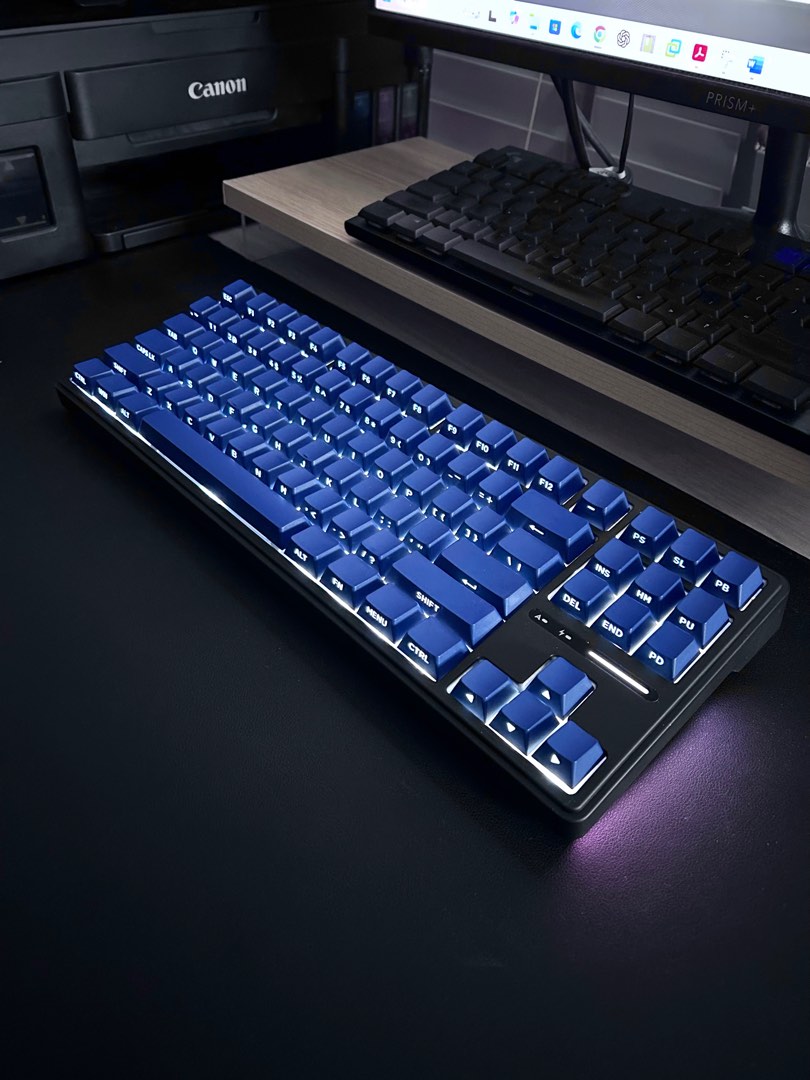 87% TKL Custom Mechanical Keyboard (Blue Side Shine-thru keycaps ...