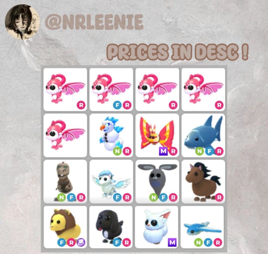 Adopt me pets - cupid dragon, frost claw, rosy maple moth, shark, skele ...