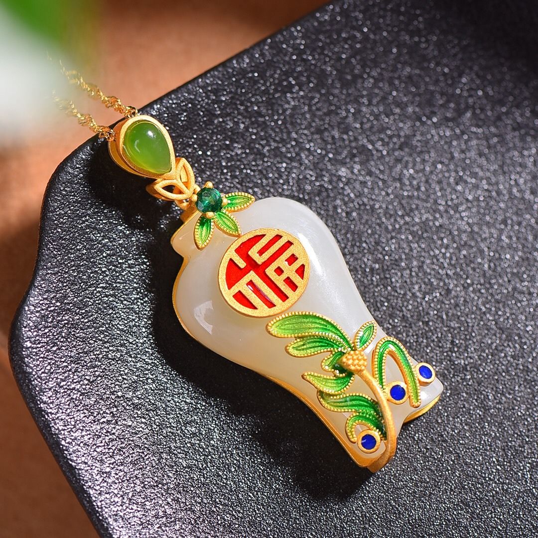 Ancient silver inlaid and Tian Yuping Ping An Fu character enamel ...