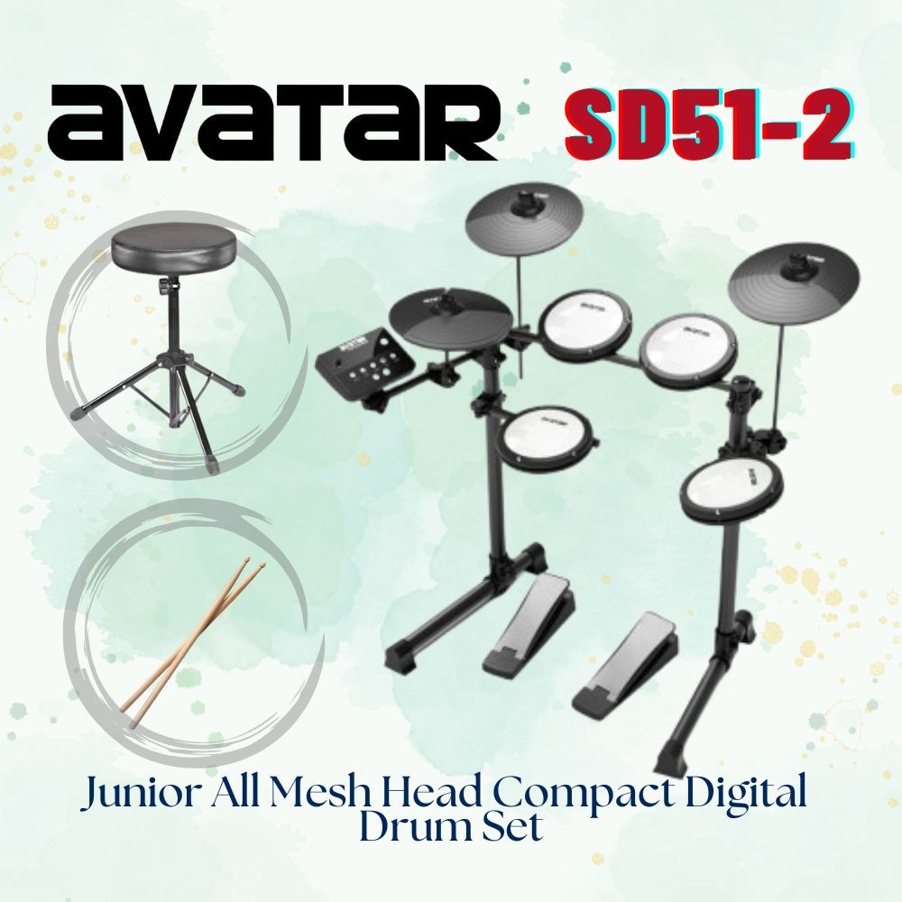 Avatar SD51-2 Junior All Mesh Head Compact Digital Drum Set for ...
