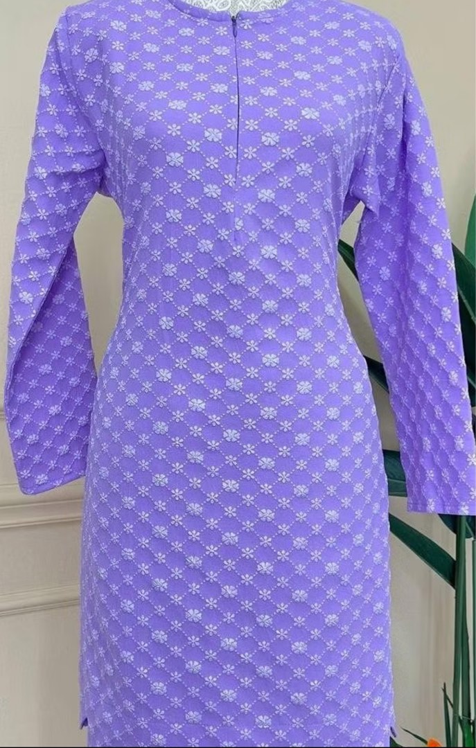 Baju Kurung Lilac Raya theme, Women's Fashion, Dresses & Sets ...