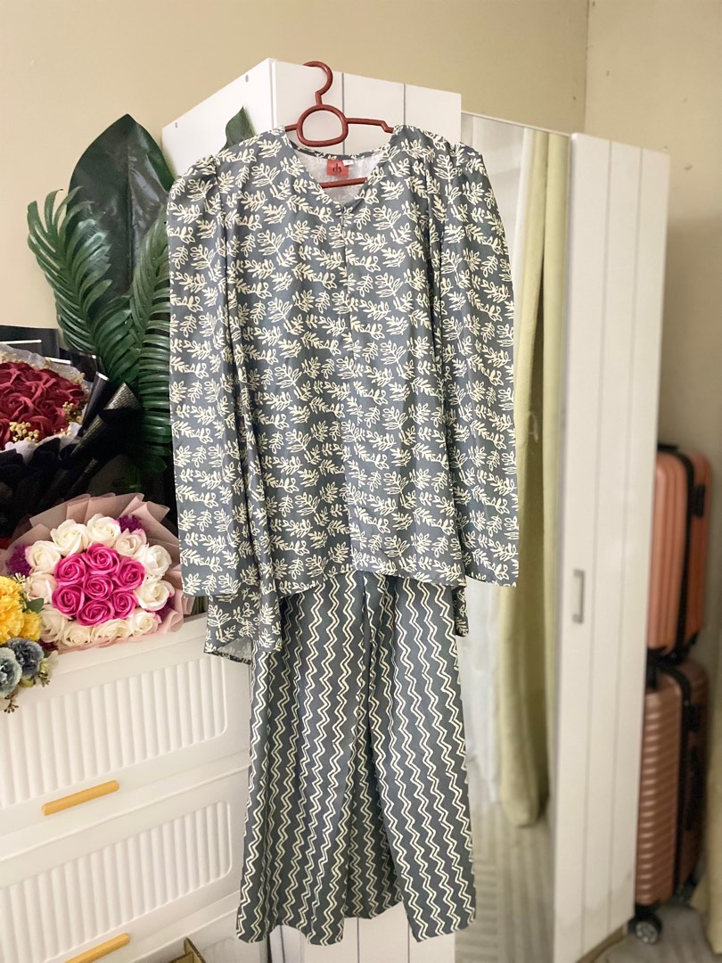 Baju Mini Kurung by Colorblast in Mint Green, Women's Fashion, Muslimah ...