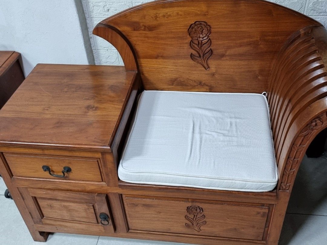 Bedside Table Telephone Table with Chair Solid wood teak wood kayu jati ...