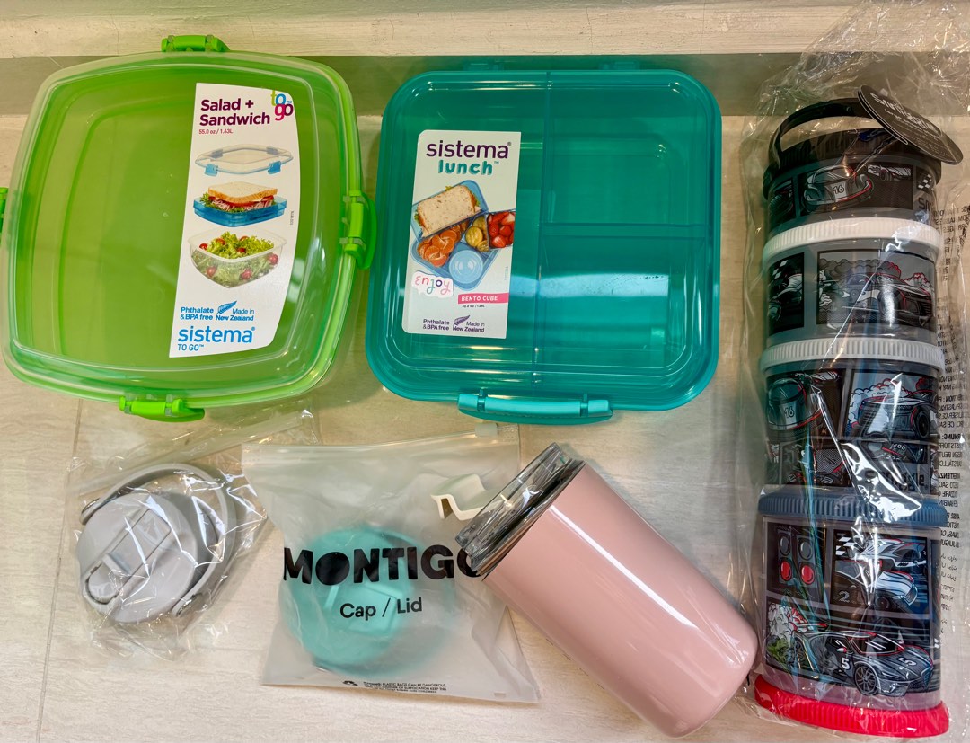 [Bundle] Sistema lunch box + Smiggle snack containers + stainless steel ...