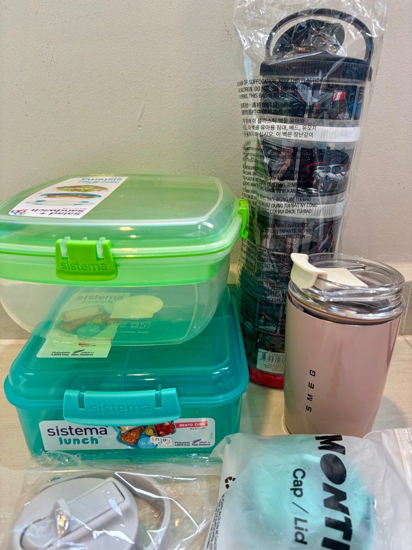 [Bundle] Sistema lunch box + Smiggle snack containers + stainless steel ...