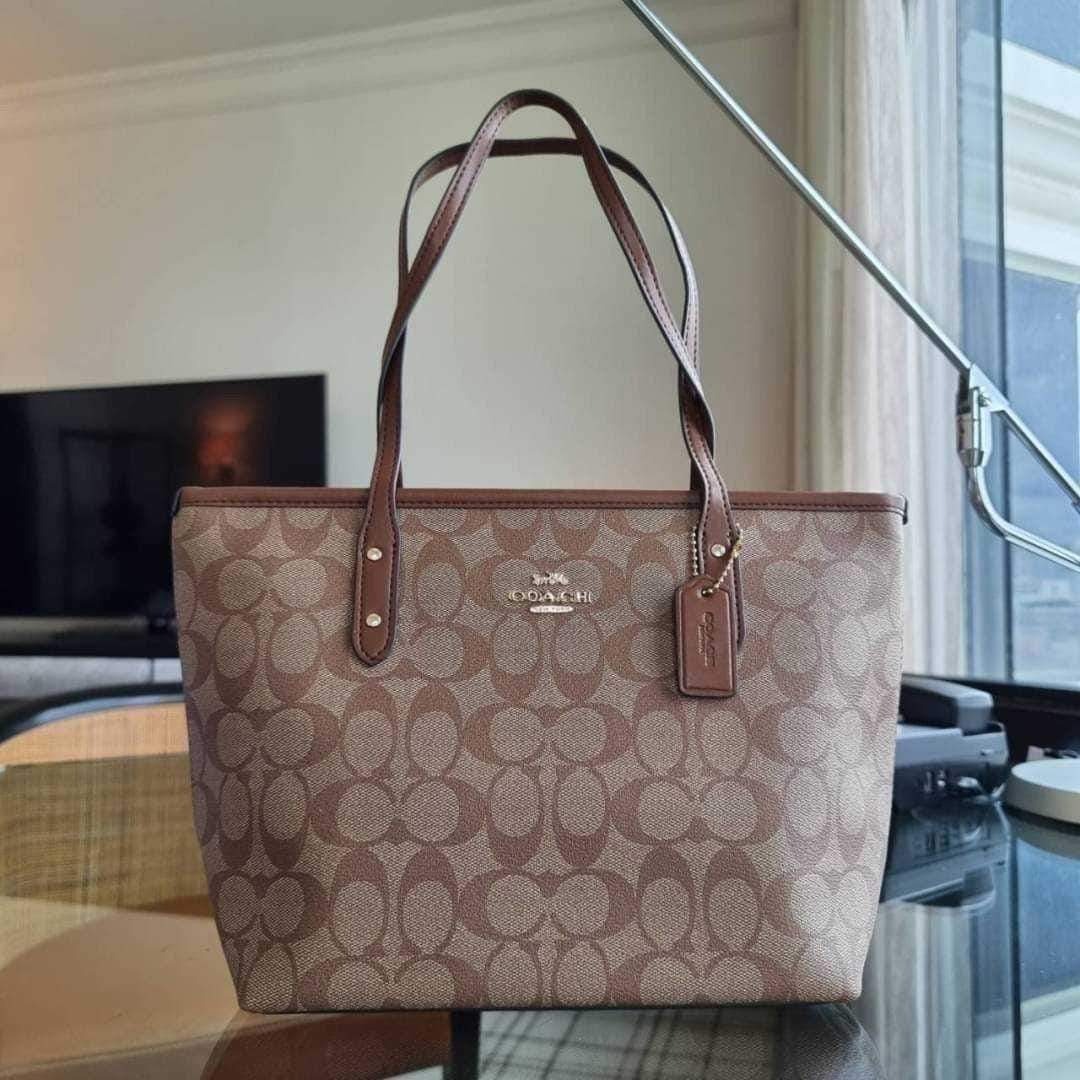 Coach City Zip Tote In Signature Canvas F58292 - Khaki, Luxury, Bags ...