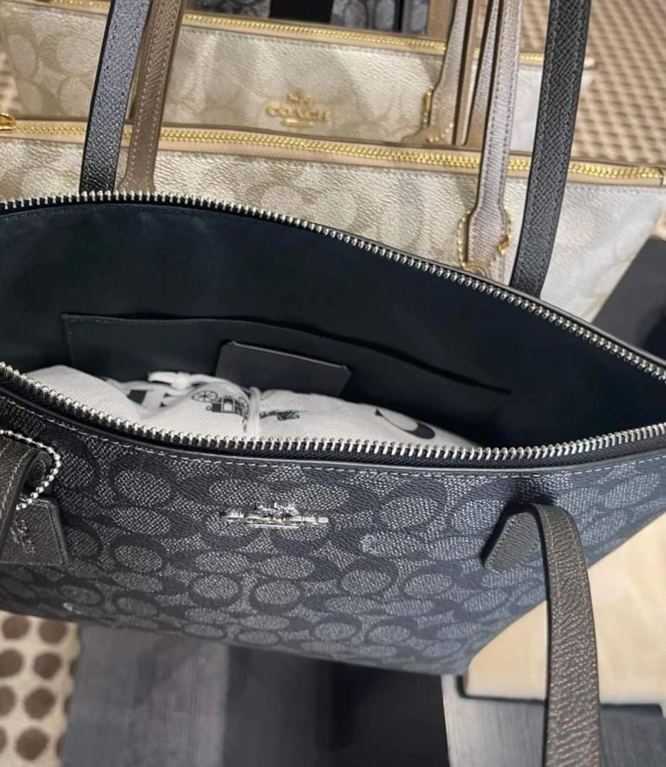 Coach Fiona Small Zip Tote Bag In Signature Canvas CW396 - Gunmetal ...