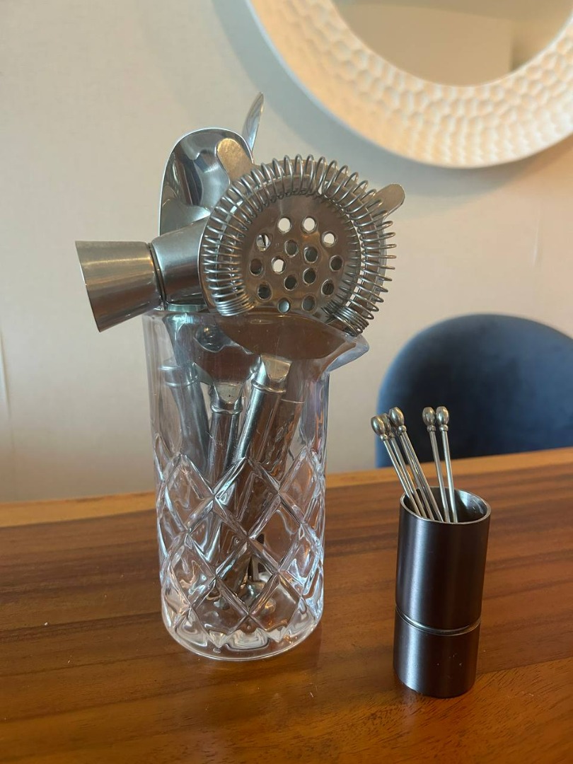 Complete Bar Tool Set with Mixing Glass, Furniture & Home Living ...