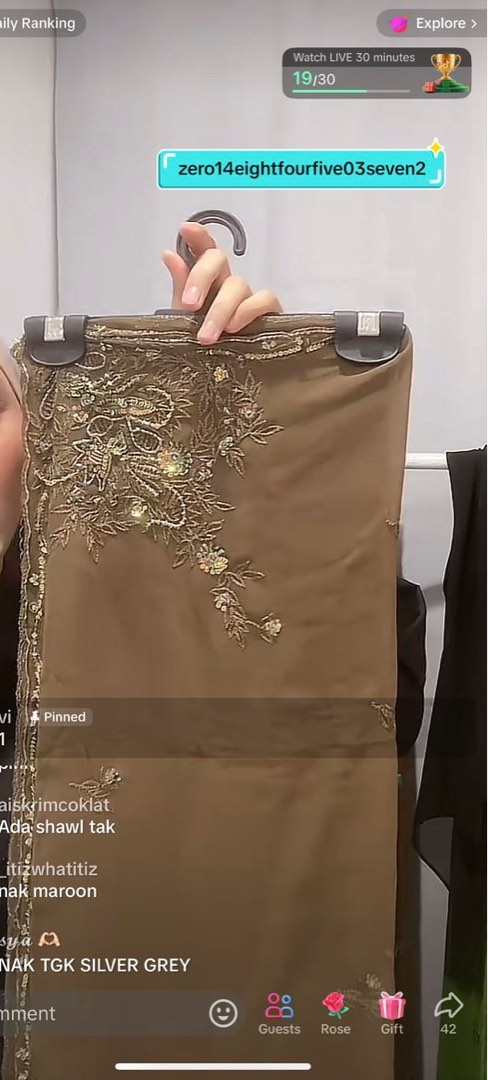 Dark Olive Beaded Bawal by Jakel Lace, Women's Fashion, Muslimah ...