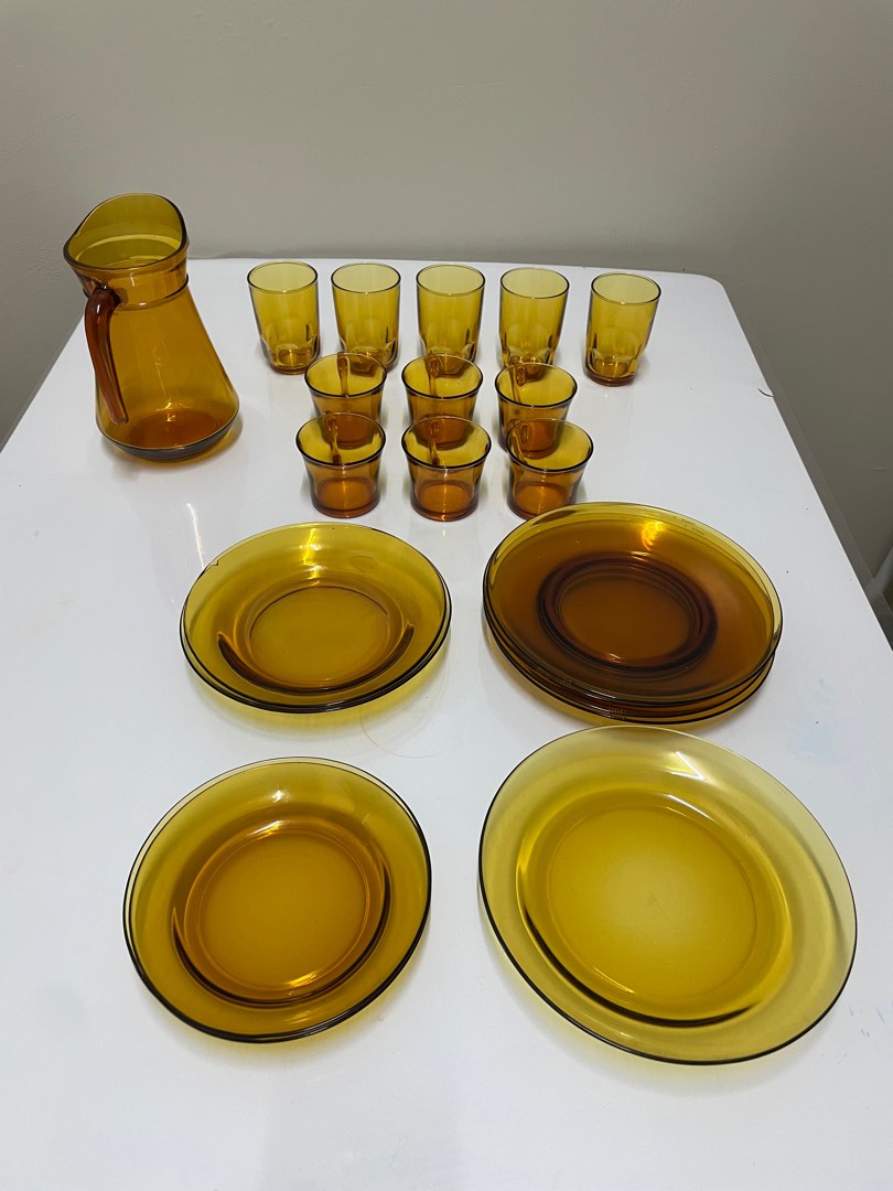 Duralex Vereco France Vintage Antique Classic Glassware Set Pinggan ...