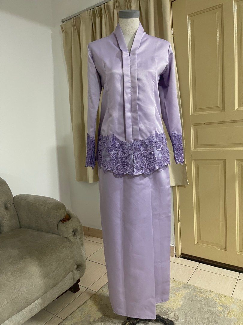 Dusty purple / lilac baju kurung modern baju kebaya modern new, Women's ...