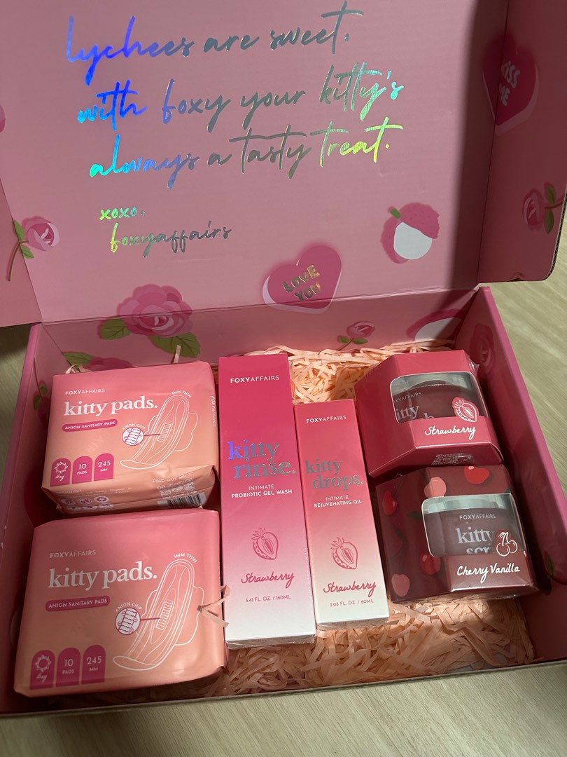 Foxy Affairs Kitty Rinse Kitty Drops Kitty Scrubs Kitty Pads Strawberry Cherry Vanilla, Beauty ...