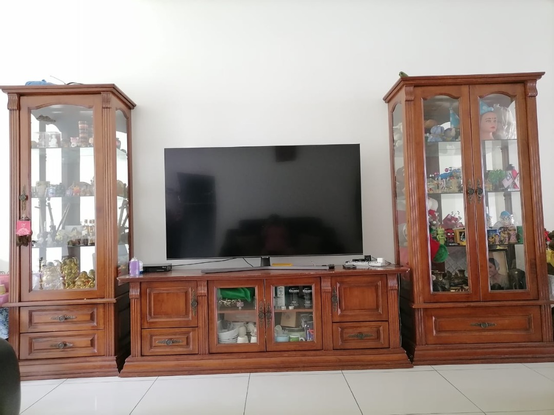 Furniture-Kayu Jati/Teak Wood TV Set- Vintage/Antique Set.Perabot Kayu ...