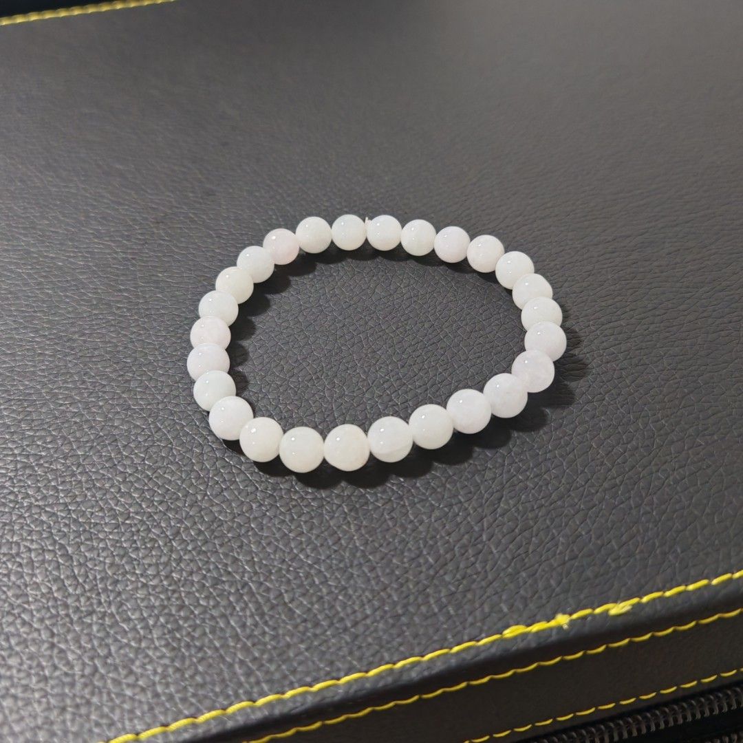 Grade A Burmese JADE pure white beads bracelet #51, Women's Fashion ...