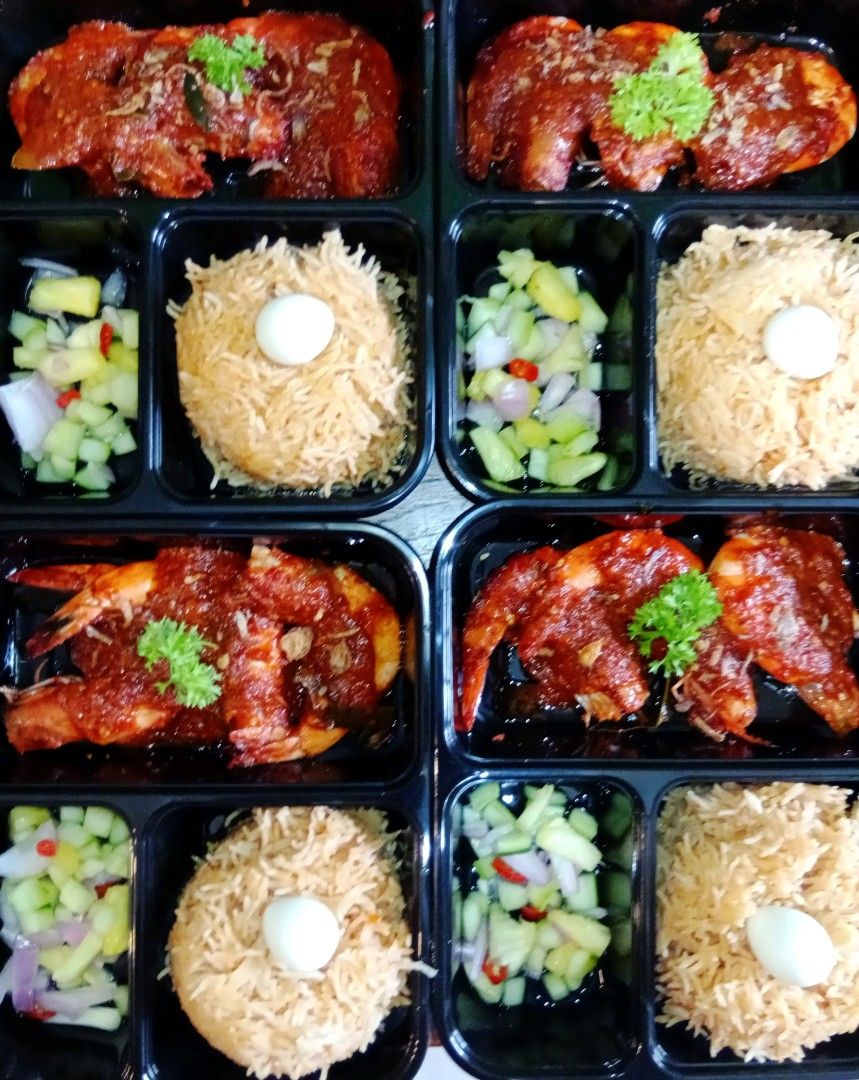 Halal Bento assorted Rice w/ Sambal prawn Bali / Mutton/ Beef/ chicken ...