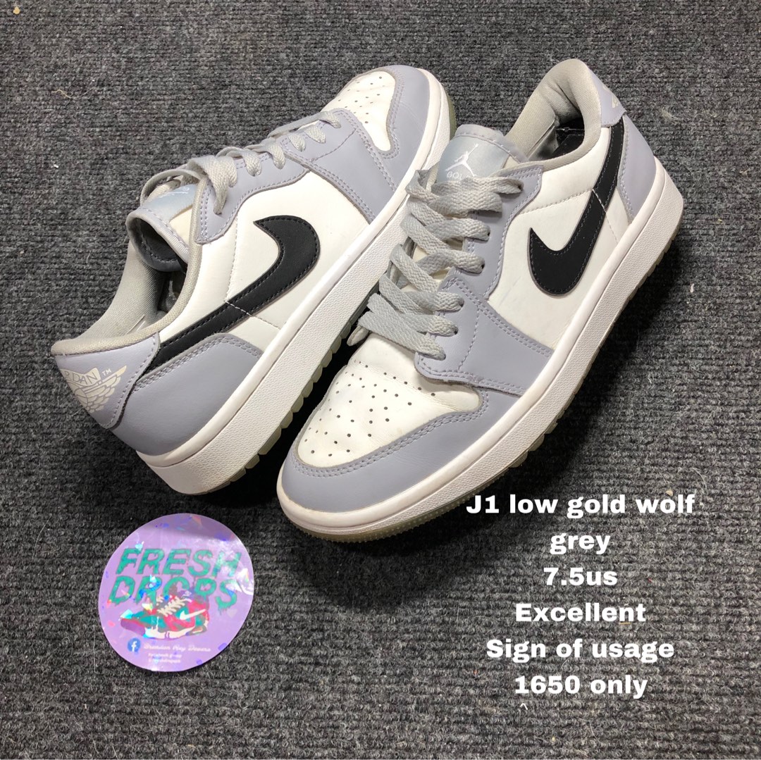 J1 low gold wolf grey, Men's Fashion, Footwear, Sneakers on Carousell