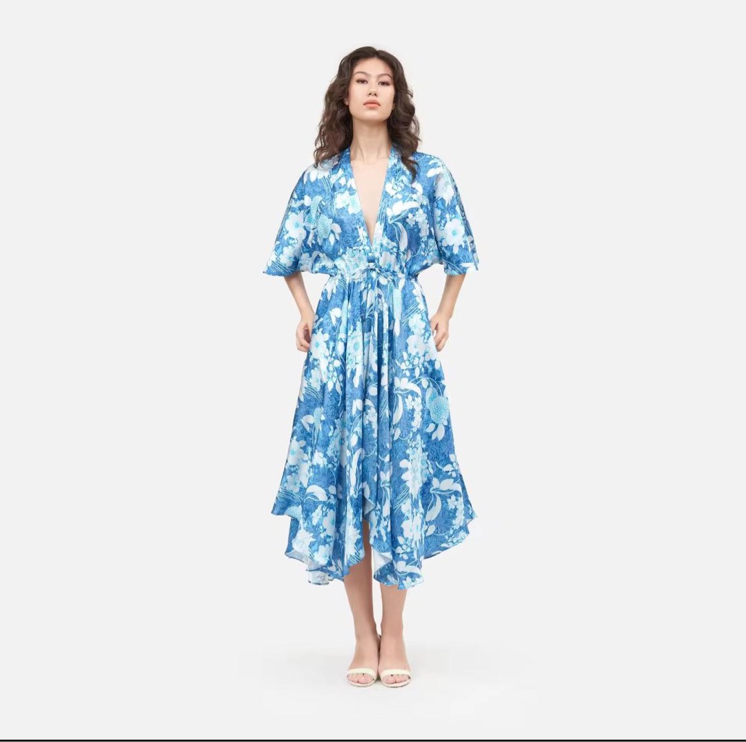 Jim Thompson Botanical Silk Twill flutter Dress - Medium, Women's ...