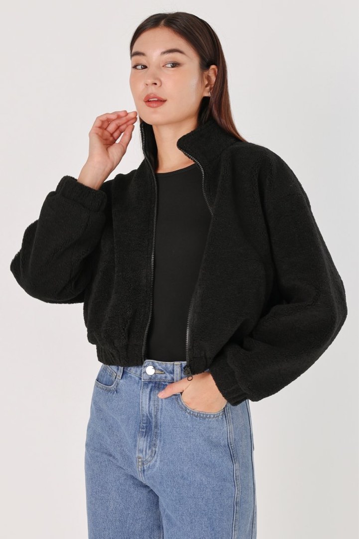 LOVET CHARLOT TEDDY FUR JACKET (BLACK), Women's Fashion, Coats, Jackets ...